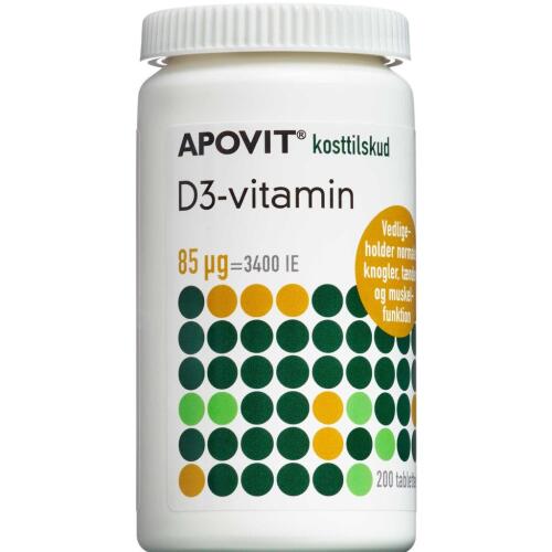 Apovit D-Vitamin Tabletter 85 Mikg. 200stk | Køb her