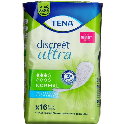 Tena Discreet Ultra Pad Normal 16stk | Køb på Apoteket-online.dk