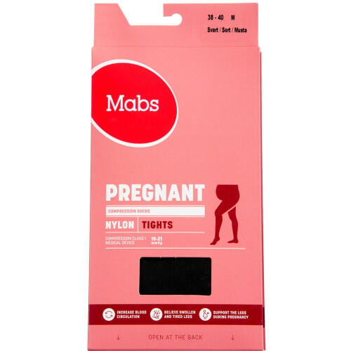 Mabs Nylon Tights Pregnant Sort Medium MEDIUM 1 PAR | Køb her