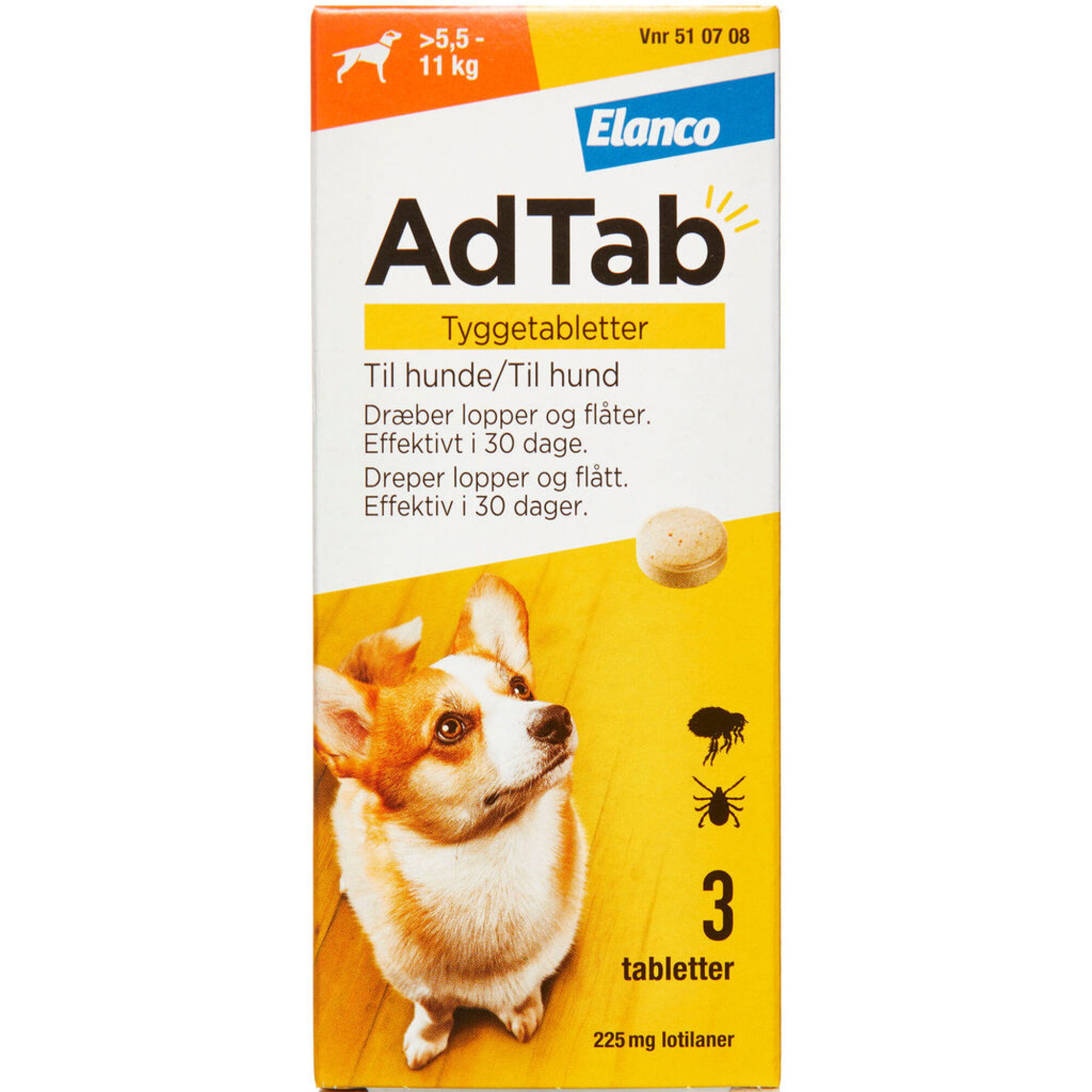 AdTab Hund Tyggetablet 5,5-11 Kg 3 ST (BL) | Køb her